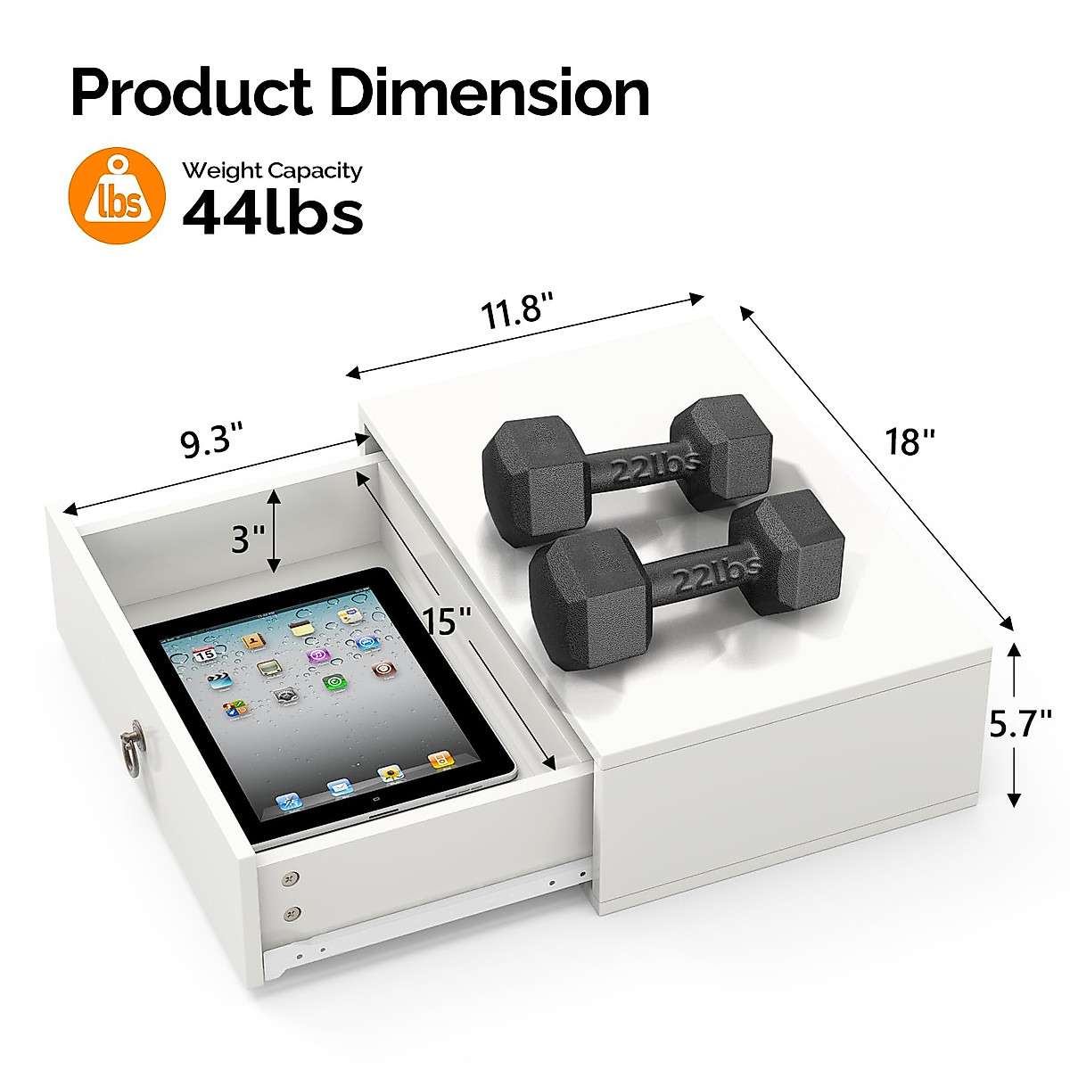 VINGLI Floating Nightstand with Drawer Set of 2, Floating Bedside Table, Wall Mounted Nightstand, Hanging Nightstand White for Bedroom, Floating Wood Night Stand/Side Table, Floating Nightstands