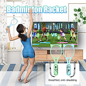 Nintendo Switch Sports Accessories, Nintendo Switch Sports Leg Strap, Switch Wrist Straps, Switch Boxing Grips, Switch Tennis Racket and Switch Golf Club - Blue and Green