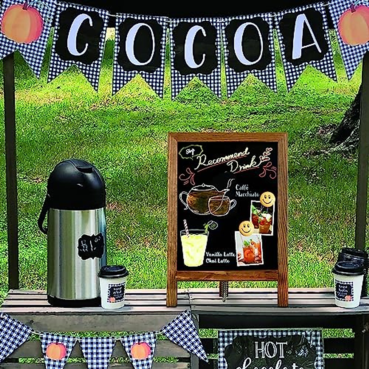 4 THOUGHT Tabletop Small Chalkboard Signs for Food, 9.5" x 14" Magnetic Wooden Mini Chalkboard with Stand Kids Chalk Board Easel Countertop Menu Board for Kitchen Home Cafe Wedding, Rustic Brown
