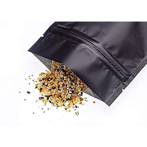 100PCS Matte Black Mylar Bags Sealable Double Sided Mylar Bag Stand Up Pouch Reusable (12x18cm) (4.72 x 7.09in) Heat Sealable Foil Insulated Bags ZipLock Aluminum Bags Food Packaging Food Storage