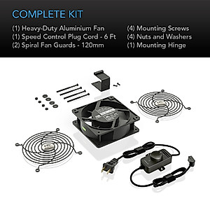 AC Infinity AXIAL S1238, 120mm Muffin Fan with Speed Controller, UL-Certified for Doorway, Room to Room, Wood Stove, Fireplace, Circulation Projects