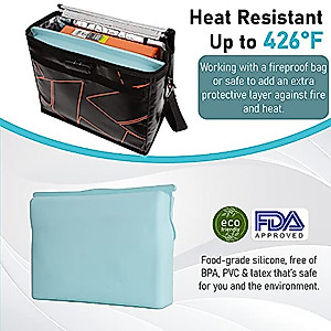 FLYPAL Large Silicone Waterproof Fire Resistant Document Bag. Patented Airtight Zip Lock Seal. Watertight Pouch Holder for Laptop, Documents, Files & Valuables. Insert Bag to Fireproof Bags (16”x12”x3.5”)