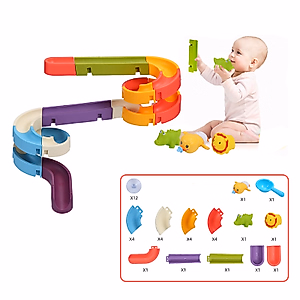 42 pcs Baby Bath Toy for Kids Ages 4-8 Toddlers, Wall Bathtub Toys Ball Track Shower Water Slide Take Apart Game, Baby Bath Toys with Wind-Up Duck, Birthday Gift for Children