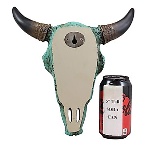Ebros 10.5" Wide Western Southwest Steer Bison Buffalo Bull Cow Horned Skull Head Turquoise Silver Cross With Floral Lace Design Wall Mount Decor Native Indian Sacred Animal Totem Bust Skulls