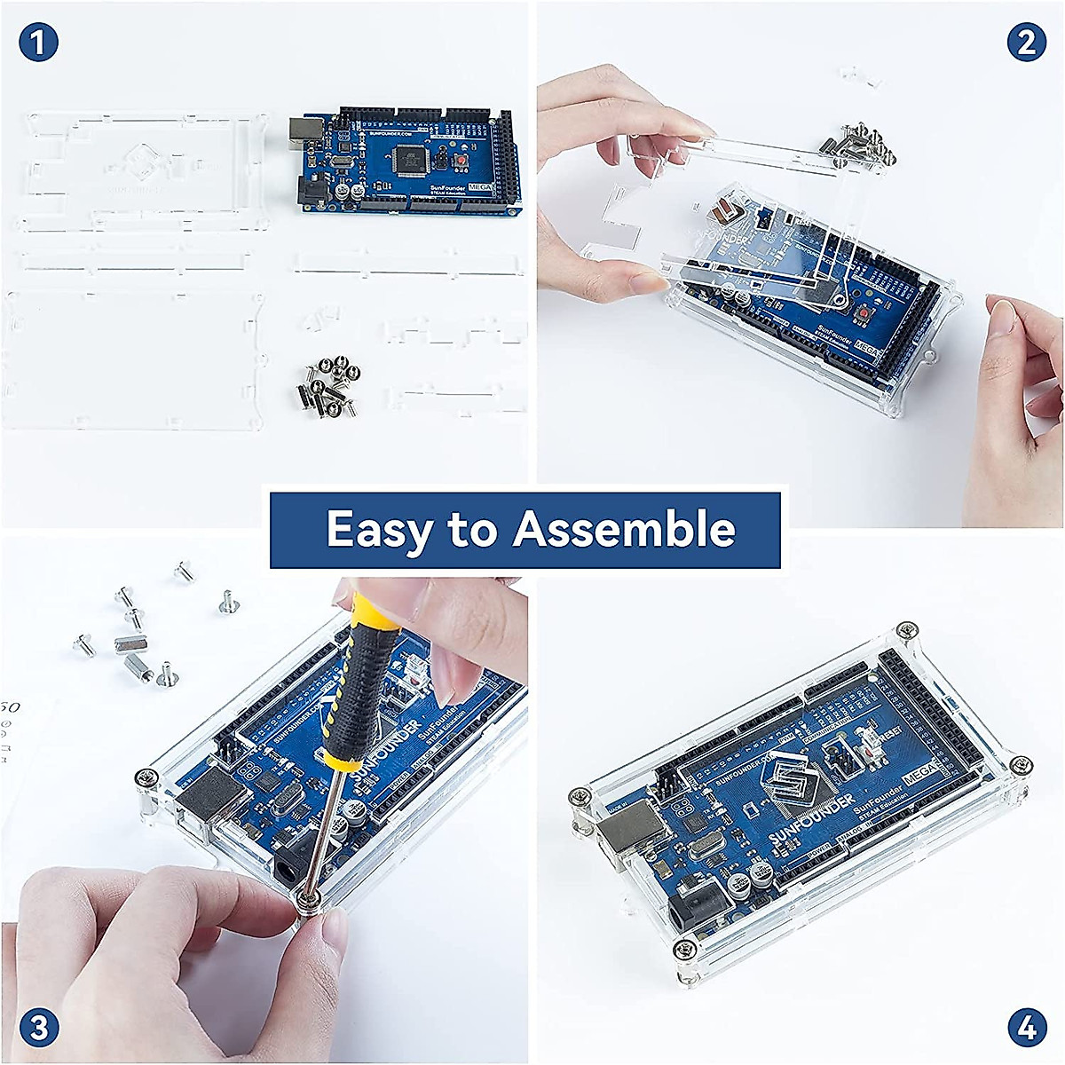 SunFounder 2560 Case Enclosure Transparent Gloss Acrylic Computer Box Compatible with Arduino Mega 2560 Rev3 R3, Genuino Mega 2560 Rev3 (Mega 2560 Board not Included)