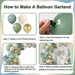 Dusty Blue Sage Green Balloon Arch Kit, Pastel Blue Green Sand White Gold Confetti Balloons Garland Kit for Baby Shower Wedding Bridal Boho Birthday Party Backdrop Decorations……