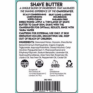 OmniShaver Shave Butter - The BEST Shaving Cream for Head Arms Legs and Body - Shaving Conditioner Cream