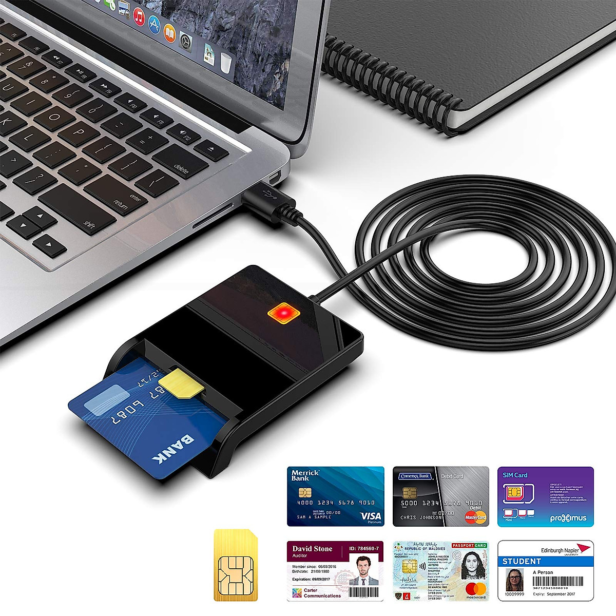 CAC Reader DOD Military USB Common Access, USB Type A DOD Military USB Common Access CAC Smart Card Reader and ID CAC Card Reader,Compatible with Mac Os, Windows,Linux