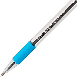 Pentel R.S.V.P. Ballpoint Pen, 0.7mm Fine Tip, Sky Blue Ink, Box of 12 (BK90-S)