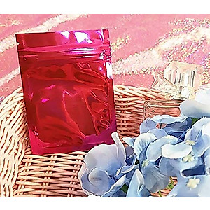 100PCS Metallic Foil Open Top Sealable Bags Double-Sided Color Mylar Foil Flat Heat Sealable Sample Zipper Bag Durable Food Storage Bag With Tear Notches Pouches Bag For Candy Tea Sugar(3.4"x5")
