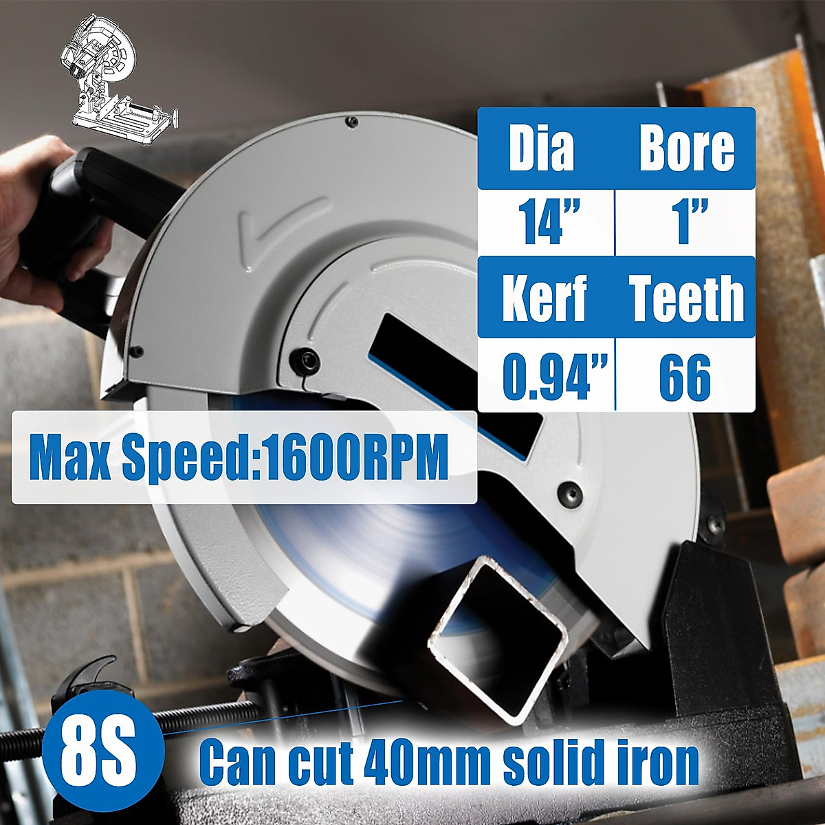 14 Inch Metal Cutting Saw Blade,Replacement for Evolution 14 Inch Metal Saw Blade for Evolution S355MCS S355CPS S355CPSL S380CPS Metal Cutting Saw,14 Inch x 66 Teeth,1 Inch Center Shaft