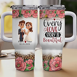 Personalized 40oz Tumbler with Handle – wedding venue visit-Custom Couple Gift for Anniversary Wedding Gift, Birthday, Mother's Day, Valentine’s Day v7jSak