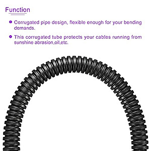 DMiotech 10mmx8mmx6m Plastic Non-Split Corrugated Tubing Indoor Outdoor Cord Management for Wrap Tidy Office Garden