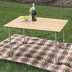 Buffalo Tools FFBAT40 Folding Bamboo Adj Table 40In, Brown