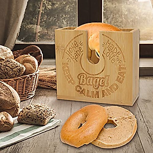 Bagel Slicer for Small and Large Bagels Bamboo Bread Slicer for Homemade Bread Adjustable Bagel Cutter for Muffins Rolls Housewarming Party Gift