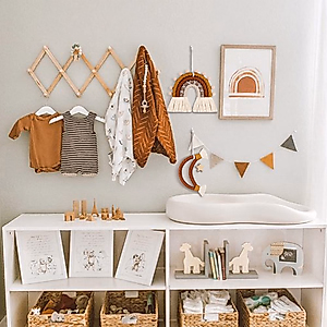 ZWADOU Rainbow Moon Wall Hanging,Rainbow Moon Wall Art,Handmade Macrame Rainbow Wall Decor for Nursery Kids Room Home Decor, Yellow+brown, rainbow:8*7in,luna:9.5*5.5in