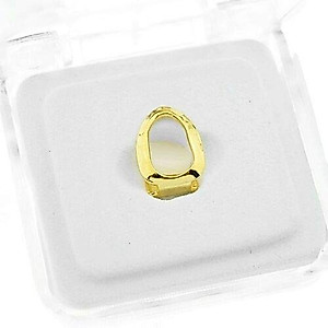 Open Face 14k Gold Plated Grillz Single Cap Top Hollow Canine Tooth Hip Hop Grills