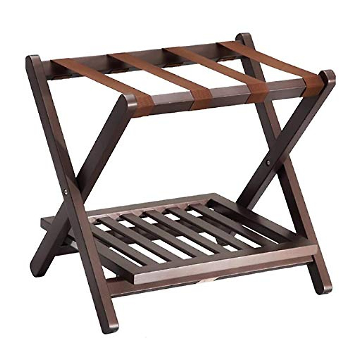 Luggage Rack Hotel Luggage Rack, High-end Hotel Room Solid Wood Luggage Rack, Bedroom Coat Rack, Large Rack for Household Use (Color : Brown, Size : 55x43x55cm)