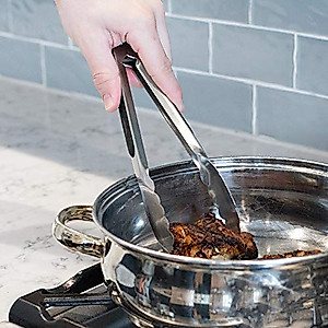 DRAGONN Premium Set of 12-inch and 9-inch Stainless-Steel Locking Kitchen Tongs, Set of 2 - Sturdy, Heavy Duty Tong Set - Great for Cooking, Grilling, and Barbecue, BBQ, Silver, DN-KW-TG2S