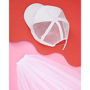 xo, Fetti Bachelorette Bride White Trucker Hat - Detachable Veil | Bach Party Decorations, Pearl Bride to Be Head Accessory, Bridesmaid Gift, Engagement Party Supplies, Cute Garden Party Cap