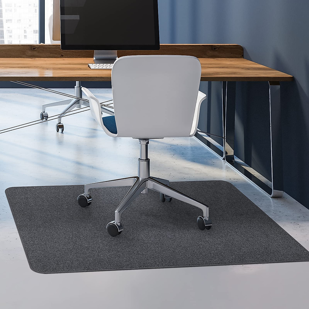 CELION Edging Office Chair Mat for Hardwood & Tile Floor, 55"x35" Computer Gaming Rolling Chair Mat, Under Desk Low-Pile Rug, Large Anti-Slip Floor Protector for Home Office (Dark Grey, 55" x 35")