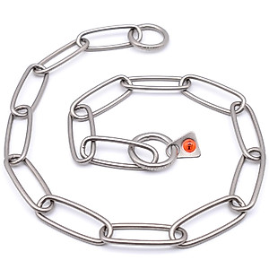 Herm Sprenger - Matt Stainless Steel Scratch Resistant Long Link Fur Saver Dog Collar - Professional Training Collar - Made in Germany (21 inches (53 cm))