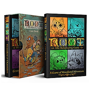 Deluxe Set Root: The RPG - Core Book & Travelers & Outsiders, hardcover rulebook & Expansion, Full-Color, Original Art by Kyle Ferrin, Silk Bookmarks, foil-Stamped Covers, Hard slipcase Included.