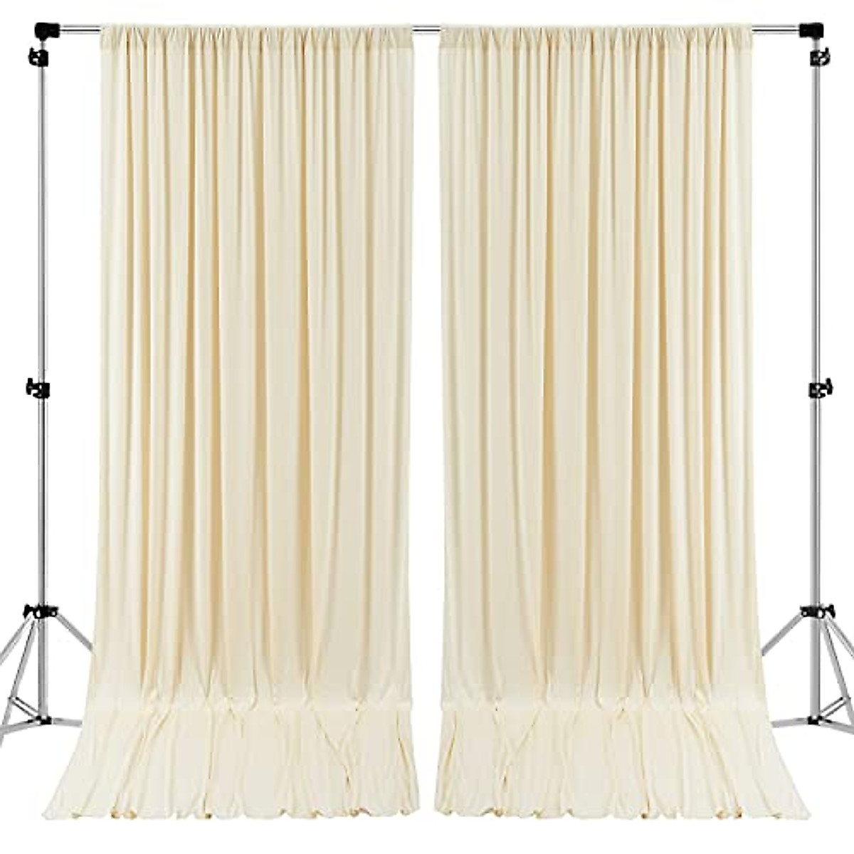 10 ft x 10 ft Wrinkle Free Champagne Backdrop Curtain Panels, Polyester Photography Backdrop Drapes, Wedding Party Home Decoration Supplies