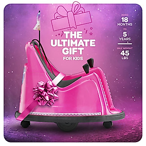 Bumper Buddy Ride On Electric Car for Kids & Toddlers, 12V 2-Speed, Ages 1 2 3 4 5 Year Old Girls - Remote Control, Baby Girl Riding Bumping Toy Gifts Cars - Toys Gift Toddler 12-18 Months Age