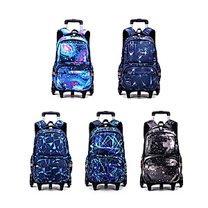 3Pcs Starry Sky Geometry Trolley Backpack Middle School Student School Bag Primary School bookBag