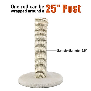 XRzitky Natural Sisal Rope for Cat Scratcher, 1/4 Inch 65FT Rope for Cat Scratching Post Multi Color Cat Scratcher Replacement Rope, Silver Grey