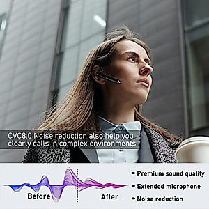 Mosonnytee Bluetooth earpiece Wireless Bluetooth earpiece for Cell Phone handsfree with Microphone 7-Hrs usageone, Single on Ear Headphones Trucker Bluetooth Phone earpiece Both Ear use (Blue)