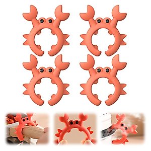 Creative Crab Shaped Silicone Spatula Rack, Universal Crab Silicone Spatula Holder Anti-overflow Clip, Multifunctional Spatula Holder Anti Scalding and Overflow Kitchen Gadgets (4, Red)