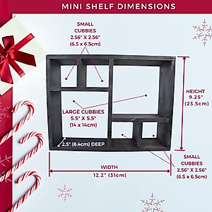 Mini Crystal Display Shelf by Shelf & Stone, Rustic Wall-Mounted Floating Shelf for Farmhouse Décor. Great Nightstand/Apothecary Shelf for Fossils, Reiki Crystals, Countertop Organizer (Patina Green)