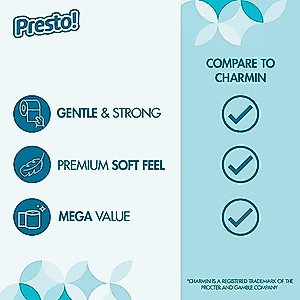 Amazon Brand - Presto! 2-Ply Toilet Paper, Ultra-Soft, Unscented, 24 Rolls (4 Packs of 6), Equivalent to 120 regular rolls
