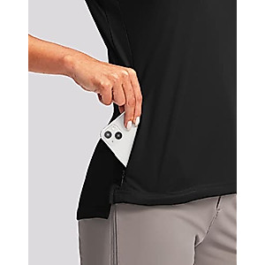 Obla Women's Golf Shirt Quick Dry V-Neck Short Sleeve Tennis Tops UPF50+ Collared Golf Polo Shirts for Women (Black_S)