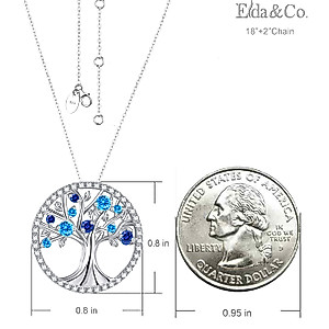 Tree of Life Jewelry for Wife Mom Birthday Gifts September Birthstone Blue Sapphire Necklace Jewelry Her Sterling Silver Necklace