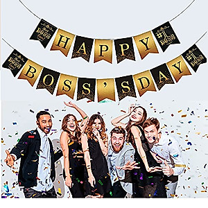 Happy Boss’s Day Banner Party Decorations Supplies - International Boss Day Hanging Banner Number 1 Boss Decoration Banner Best Boss Ever Party Decor