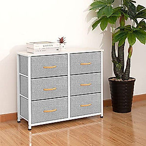 AZL1 Life Concept 6 Drawers Fabric, Tower Dresser for Bedroom, Hallway, Nursery, Entryway, Closets, Sturdy Metal Frame, Wood Tabletop, Easy Pull Handle, Light Grey