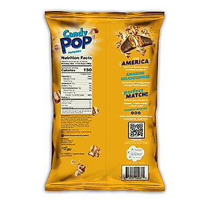 CANDY POP Butterfinger Candy Coated Popcorn (5.25oz bags) Made with Real Butterfingers Candy Pieces - Pack of 6
