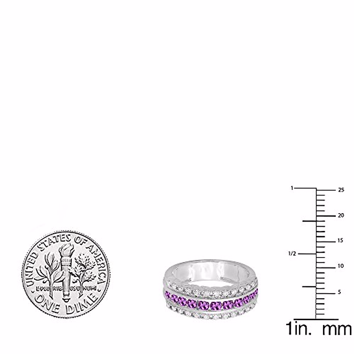 Dazzlingrock Collection Round Amethyst & Diamond Engagement Ring for Women in 14K White Gold, Size 4