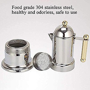 Stovetop Espresso Maker - Stainless Steel Express Coffee Maker Moka Pot Easy to Operate & Quick Cleanup Pot for Home Office with Safety Valve 4 Cups(50ml/Cup) Italian Design for Cappuccino Latte