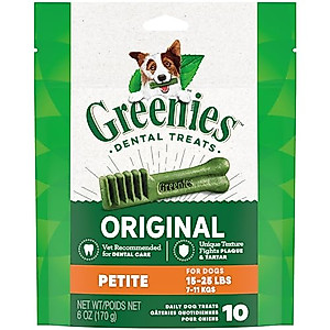 Greenies Original Petite Natural Dental Care Dog Treats, 6 oz. Pack (10 Treats)