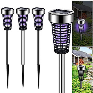 4 Pcs Solar Bug Zapper Outdoor 2024 Gnat Zapper Mosquito Killer for Bug Gnat Fly Small Flying Insect, Professional Bug Lights for Outside, Waterproof Mosquito Repellent for Patio Yard Farm Garden