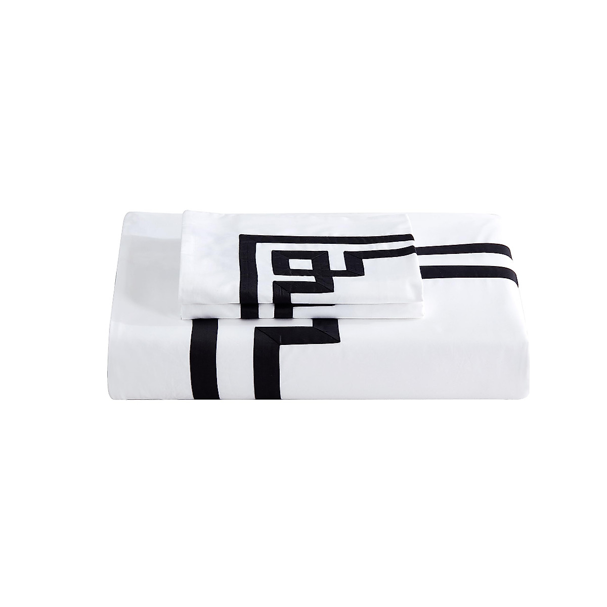 CASA BOLAJ DESIGNED TO DREAM 3 Pcs Do Not Include Filling Duvet Cover Set 100% Egyptian Cotton Sateen Luxury 400 TC (White Black, King)