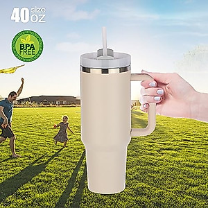 YTTL 40 oz Tumbler with Handle and Straw,1200ml Insulated Cup Reusable Stainless steel,Thermal insulation,leak proof Tumbler,Dishwasher Safe (Viridis)