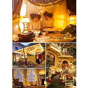 2-Pack 480LED 170FT Total Solar Outdoor Lights IP65 Waterproof Solar Powered Lights with 8 Lighting Modes for Party Garden Yard Home Holiday Tree Decoration Lighting, Warm White