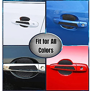 Onrise 16 PCs Car Door Handle Scratch Protector, Universal Car Door Handle Cup Protective Film, Carbon Fiber Car Door Handle Cover Anti-Scratch Car Stickers, Suitable for Cars, Trucks, SUVs Black