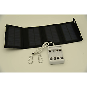 Solar AA & AAA Rechargeable Batteries Charger for 1.2V AA & AAA Ni-MH Ni-CD Batteries, with 6 Watt Solar Panel and 4-Bay USB AA & AAA Charger