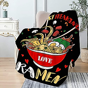 Touchish I Just Freaking Love Ramen Soft Blanket for Couch Nap All-Seasons Animal Tapestry Home Decor- Gifts for Child Women Fuzzy Cozy Throws 50"x60" for Teen